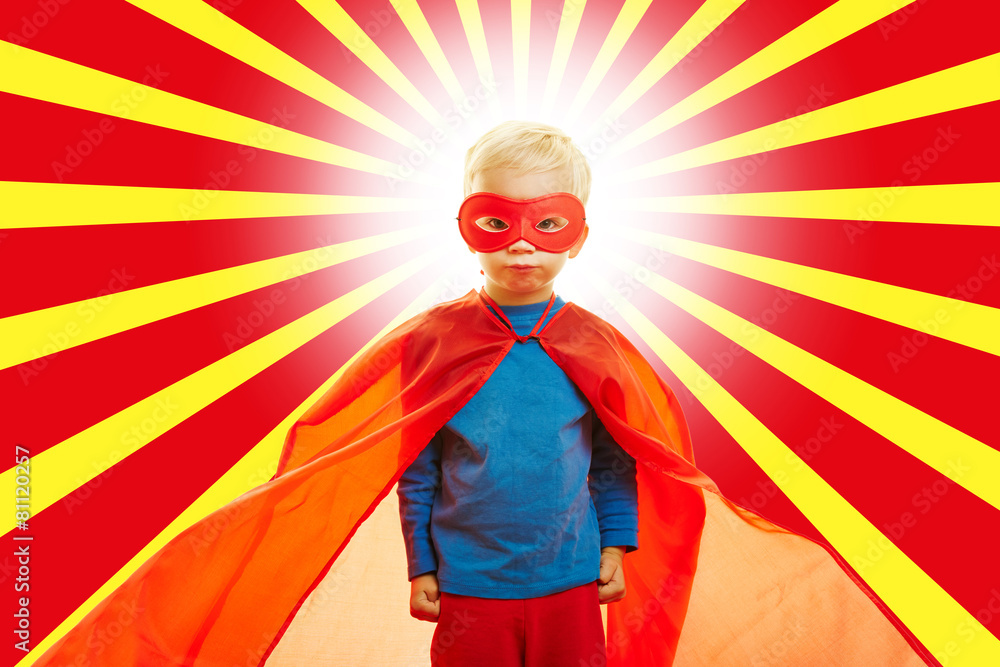 Kind als Superheld vor Comic Strahlen Stock Photo | Adobe Stock