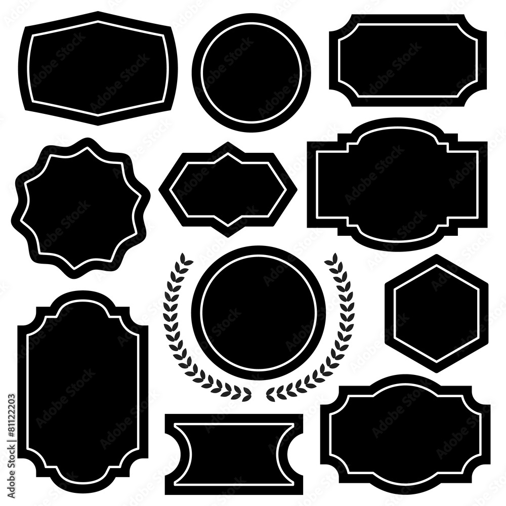 Vector badges, emblems and insignias shapes set Stock Vector | Adobe Stock