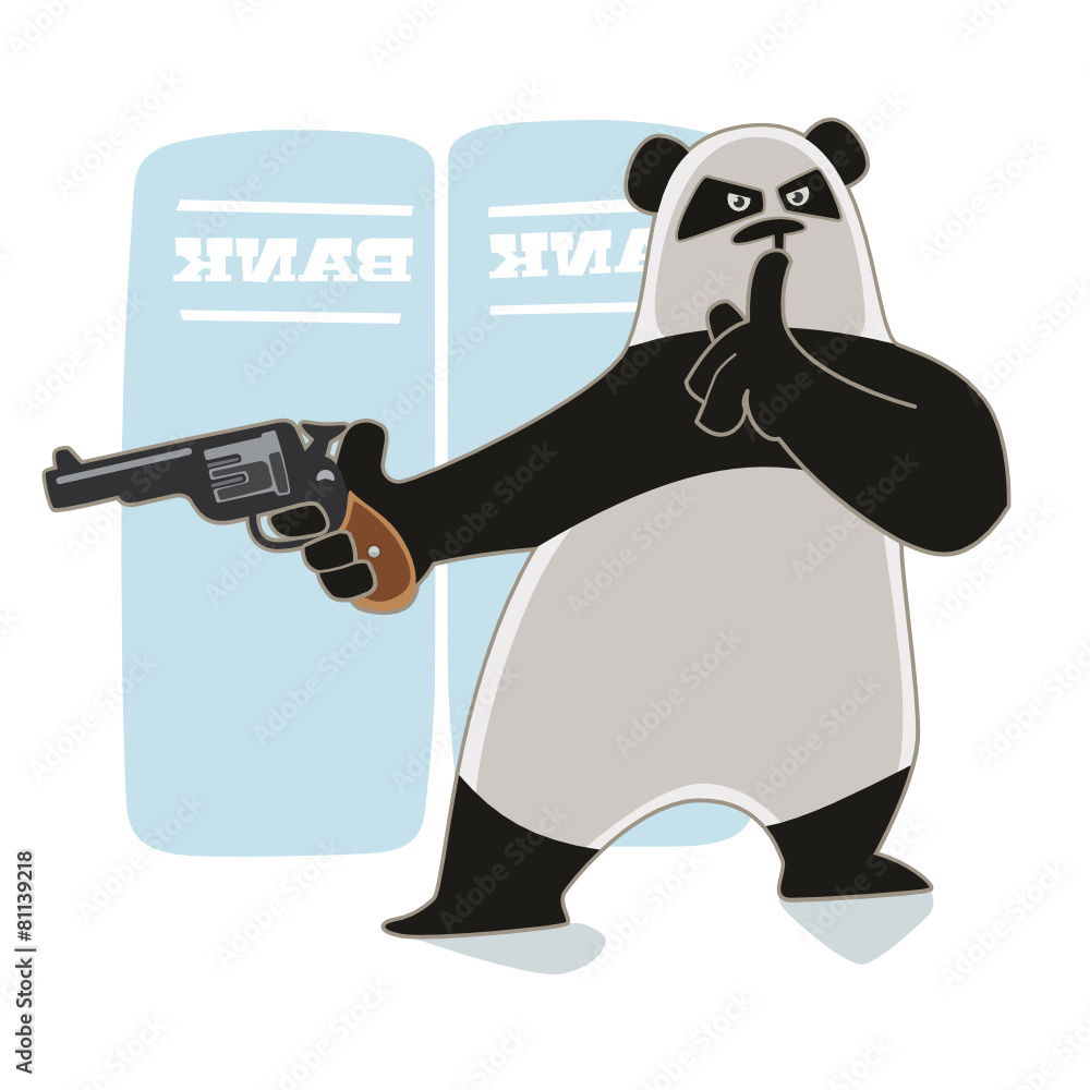 Robber Panda holding a gun Stock Vector | Adobe Stock