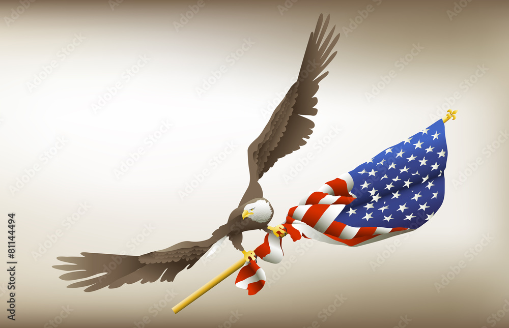 Eagle Flying Holding Flag Stock Vector | Adobe Stock
