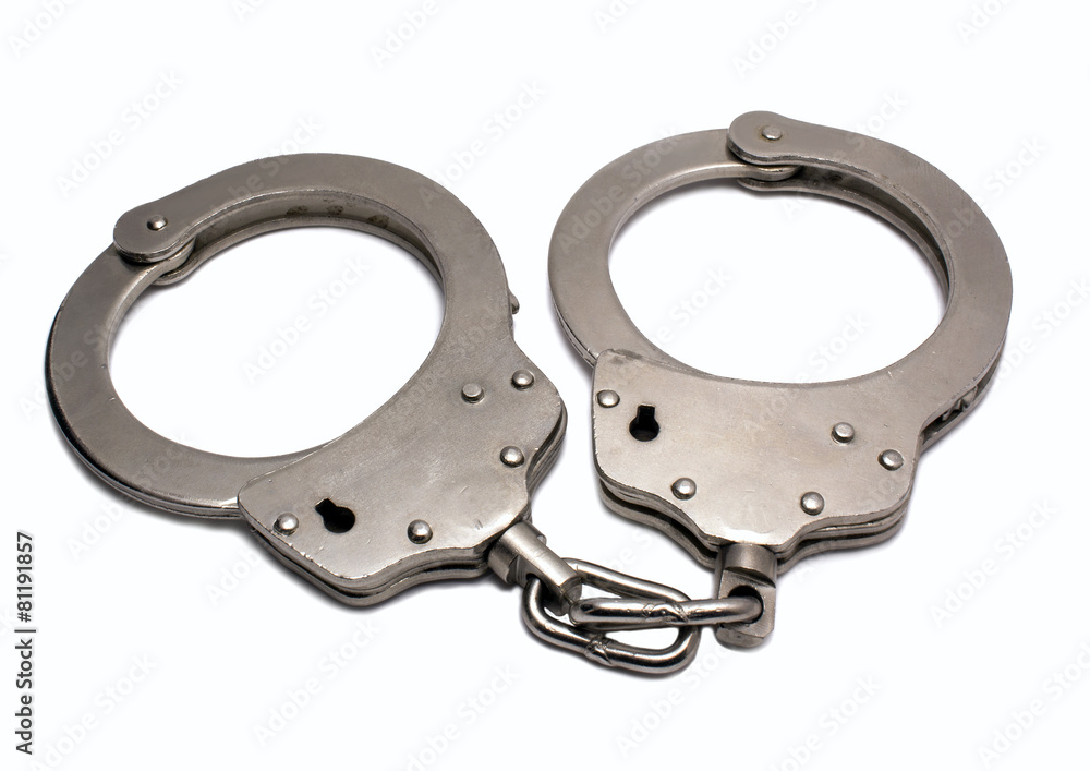 Steel police handcuffs Stock Photo | Adobe Stock