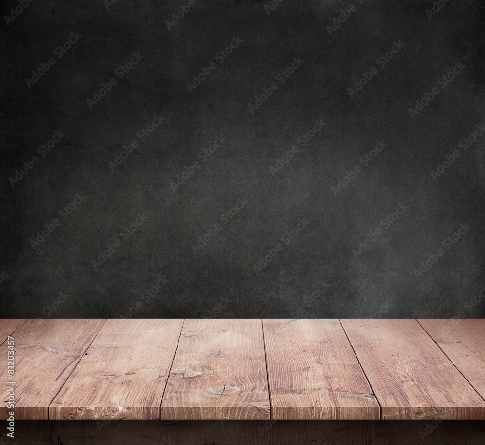 Wood table with dark concrete texture background Stock Photo | Adobe Stock