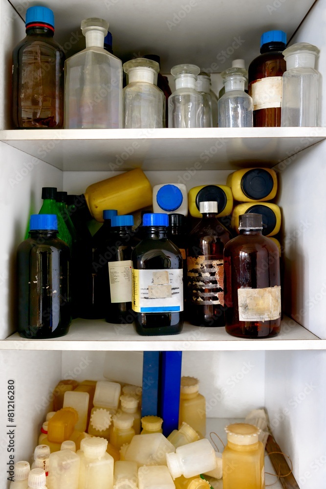 Old laboratory with a lot of bottles Stock Photo | Adobe Stock