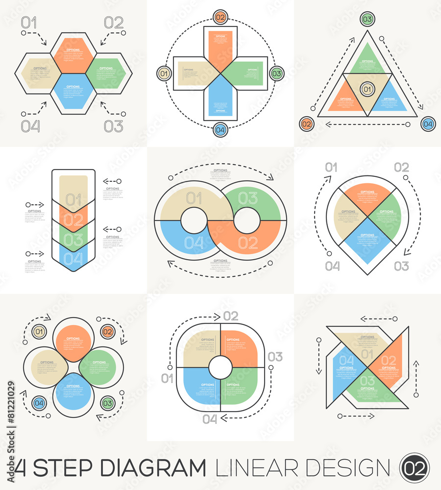 Linear line Graphic design Elements Diagram Infographic Template Stock ...