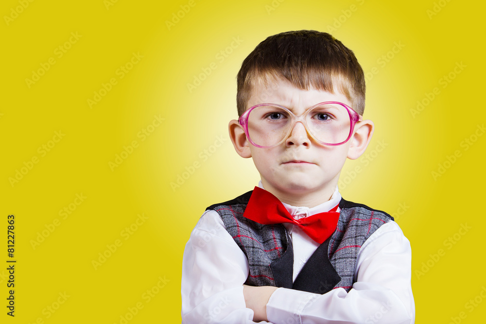 Confident little boy nerd Stock Photo | Adobe Stock