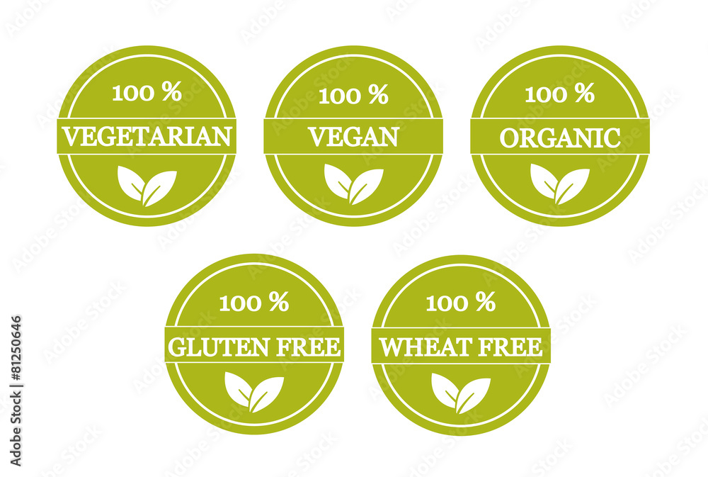 Set of vegetarian and gluten free icons Stock Vector | Adobe Stock