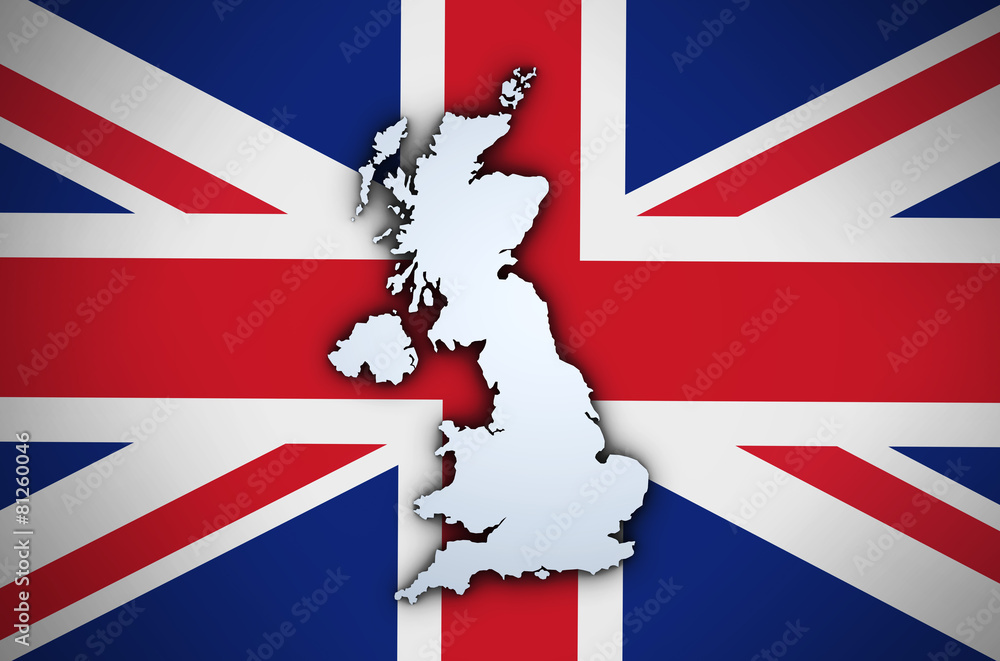 Uk Map On British Union Jack Flag Stock Illustration | Adobe Stock