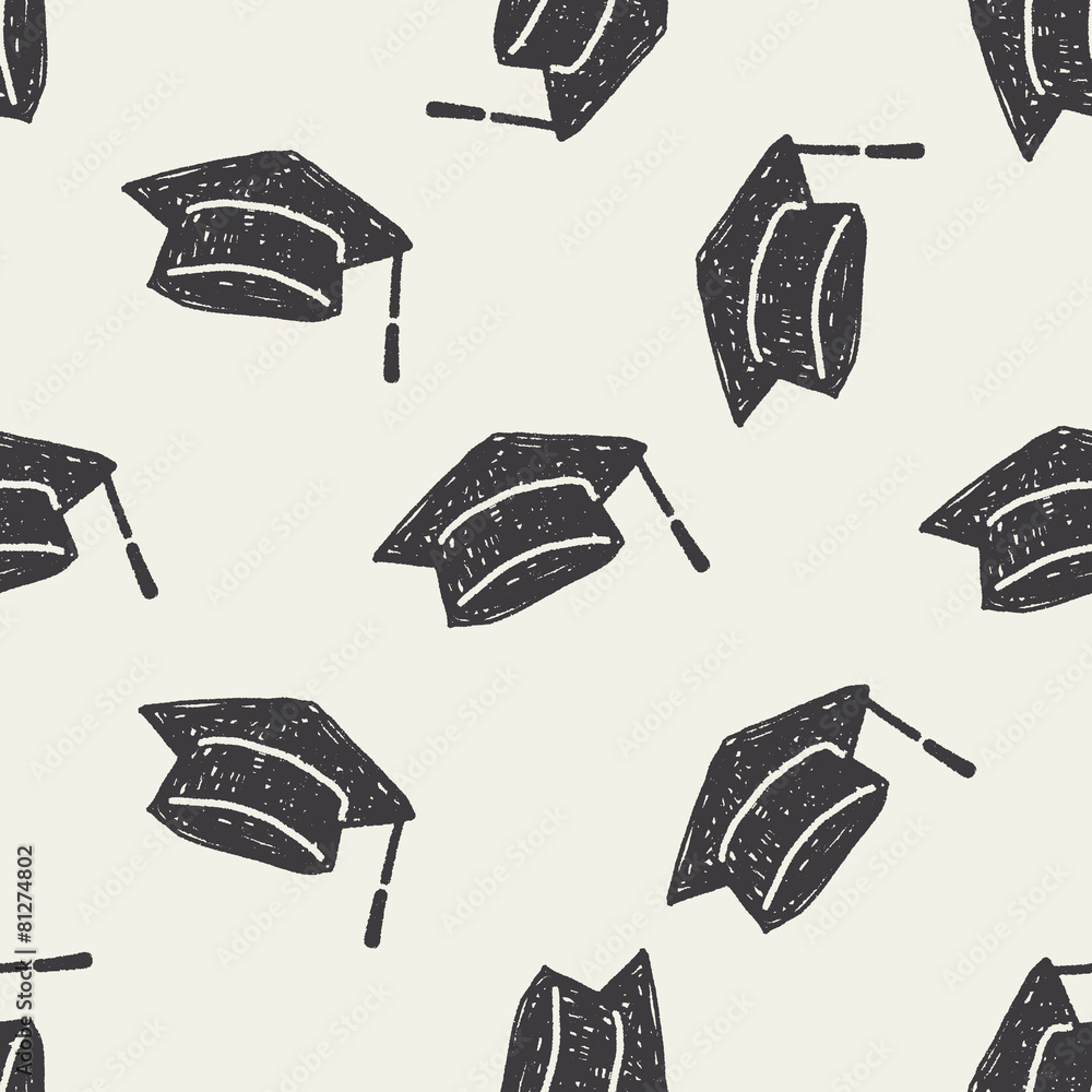 graduation hat doodle seamless pattern background Stock Vector | Adobe ...