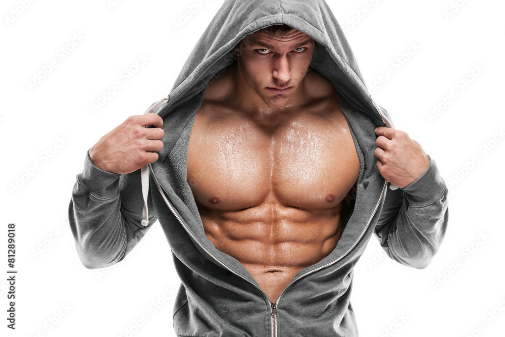 Strong Athletic Man Fitness Model Torso showing six pack abs. is Stock ...