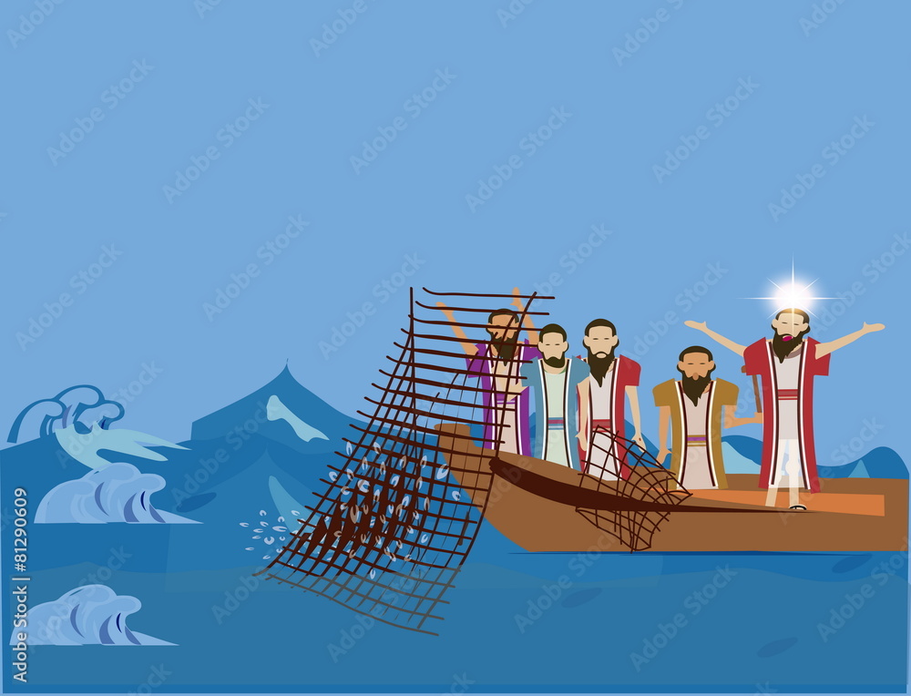 Jesus came for them and said "Follow me, you will fish for peopl Stock ...