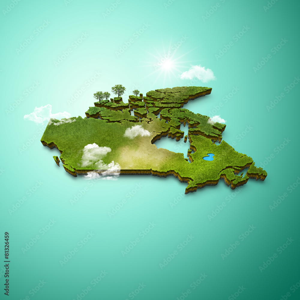 Realistic 3D Map of Canada Stock Illustration | Adobe Stock