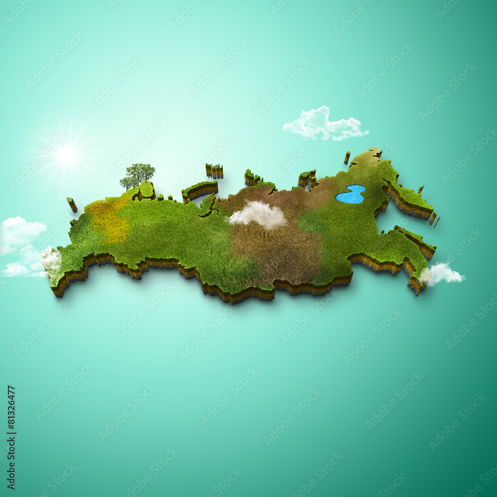 Realistic 3D Map of Russia Stock Illustration | Adobe Stock