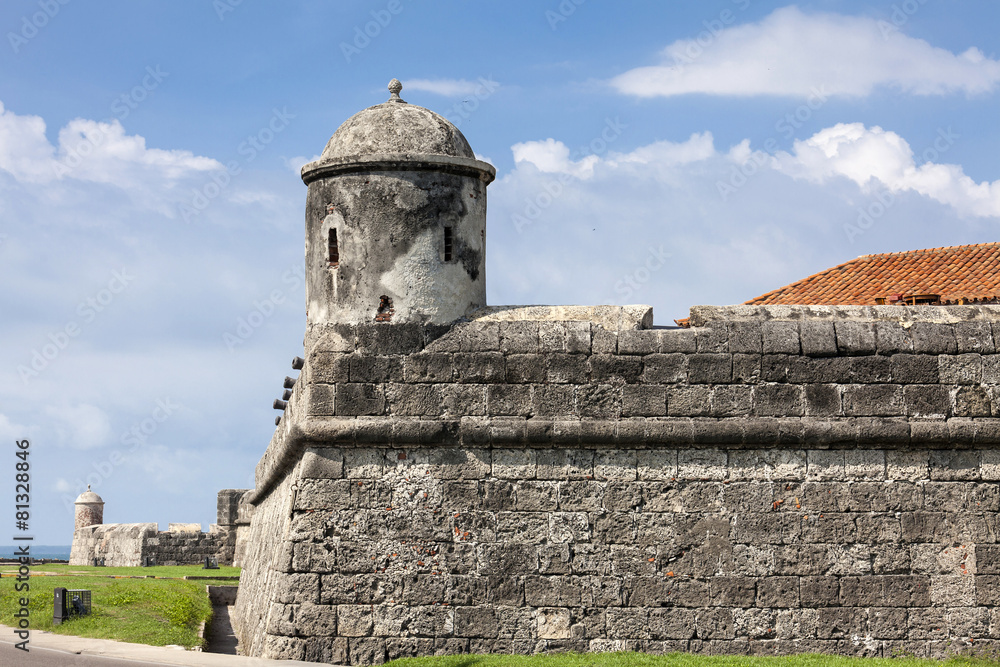 Vista del Baluarte de santo domingo en la muralla de la ciudad antigua ...