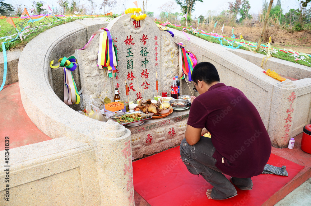 Ceremony of Ancestor Worshipping and Sacrificial offering Stock Photo ...