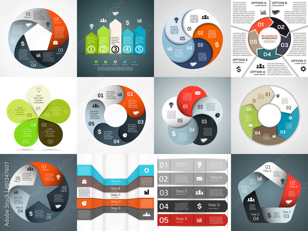 Vector infographics templates set. Template for cycle diagram Stock ...