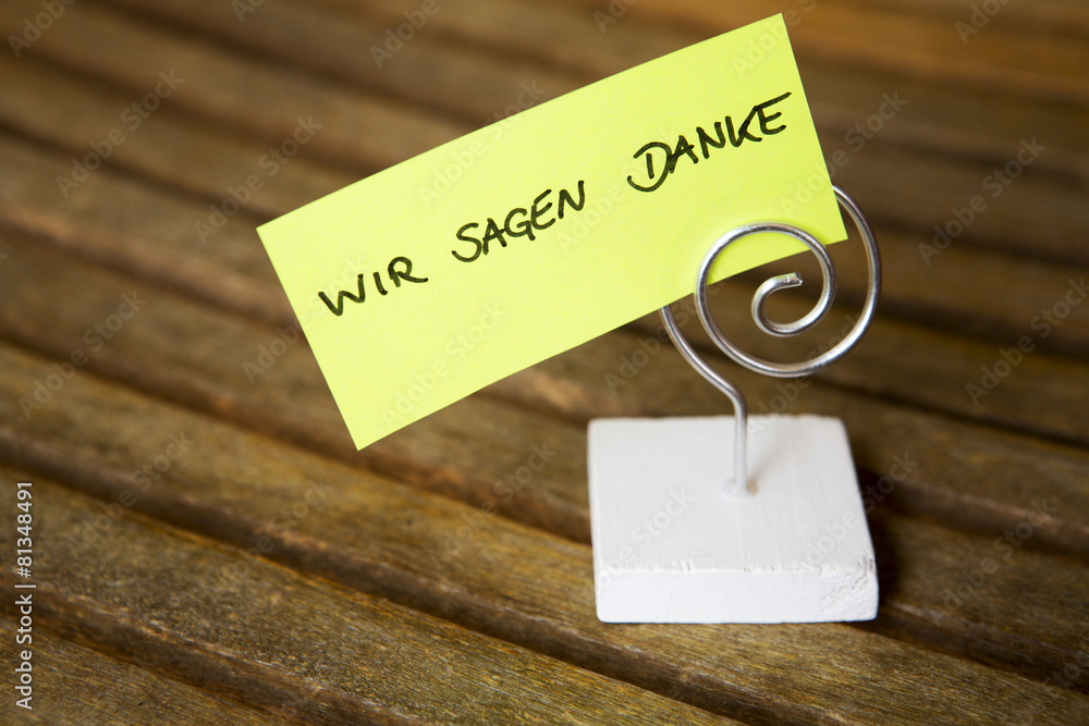 handwritten german words "Wir sagen danke" (we say thank you) Stock ...