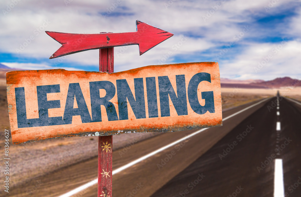 Learning sign with road background Stock Photo | Adobe Stock