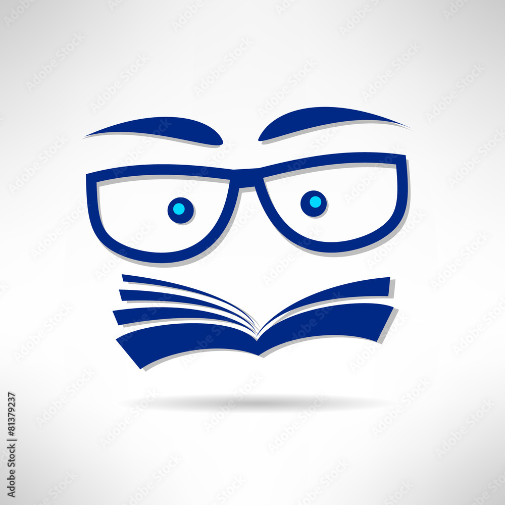 Book face with glasses icon. Learning and reading concept Stock Vector ...