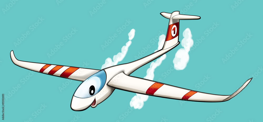 Cartoon plane - glider - caricature - illustration Stock Illustration ...