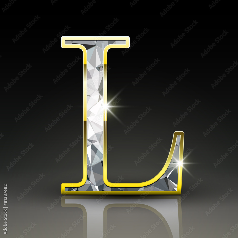 3d gorgeous diamond letter L Stock Vector | Adobe Stock