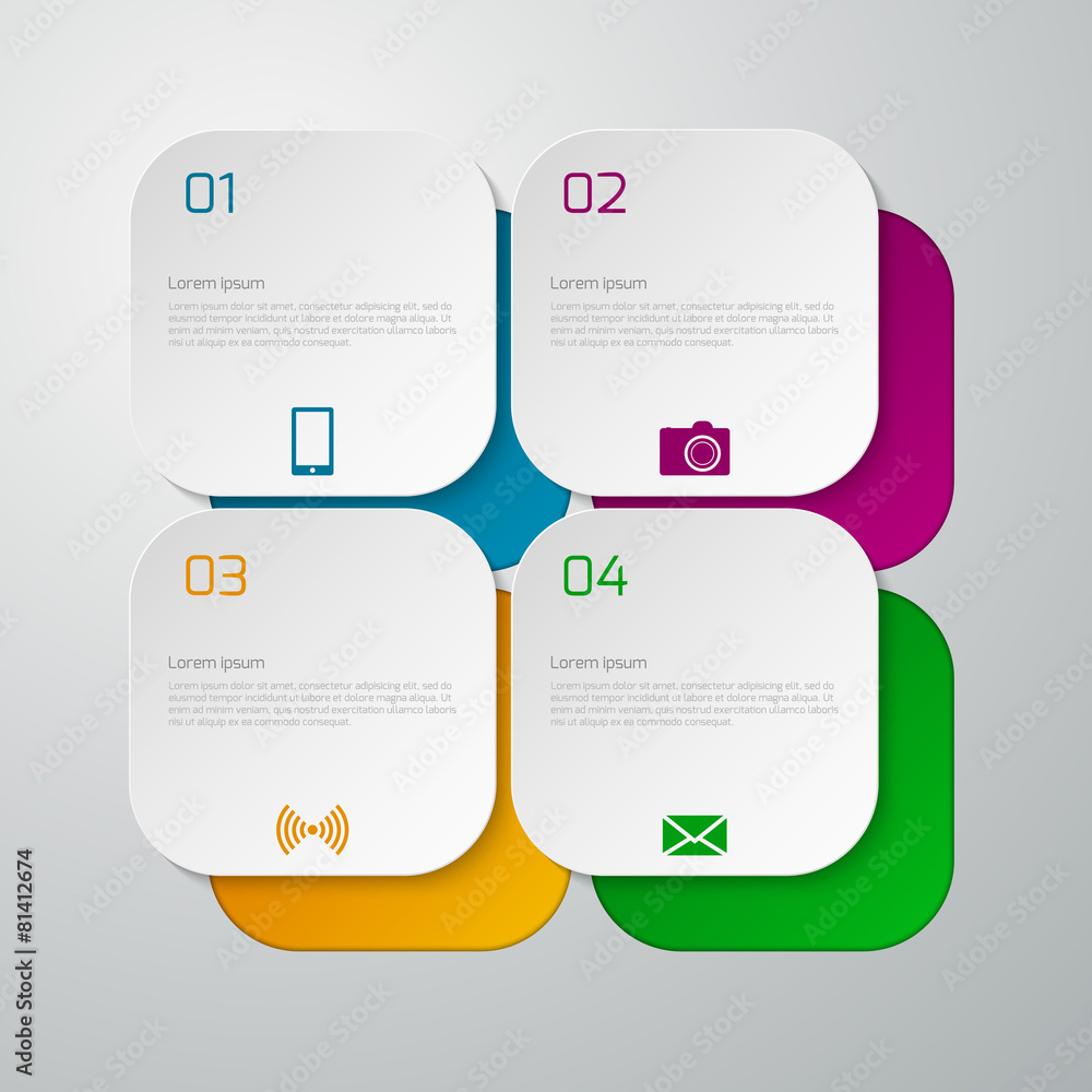 Vector illustration infographics squares with rounded corners Stock ...