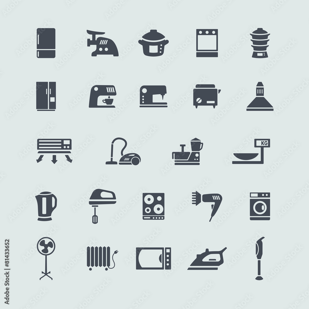 Set of white goods icons Stock Vector | Adobe Stock