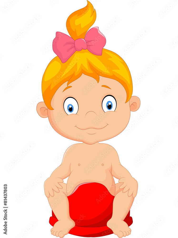 cartoon girl sitting on the potty Stock Vector | Adobe Stock