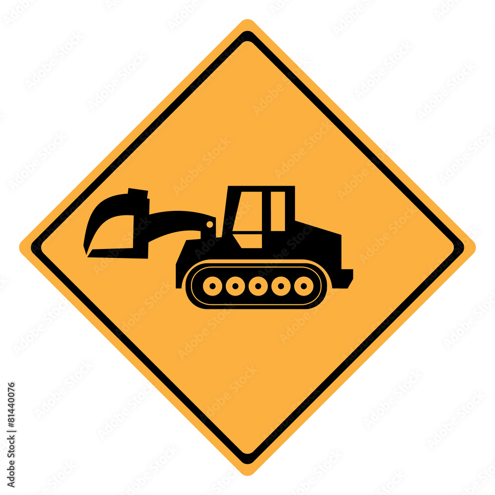 Warning Sign machine . Crawler Dozer Loader Stock Vector | Adobe Stock