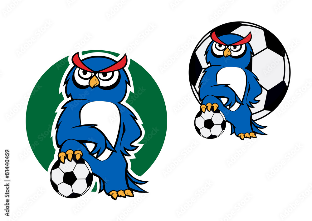 Cartoon owl character with football ball Stock Vector | Adobe Stock