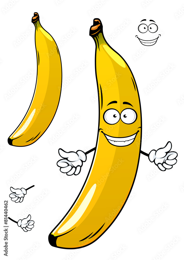 Cartoon ripe yellow banana fruit Stock Vector | Adobe Stock