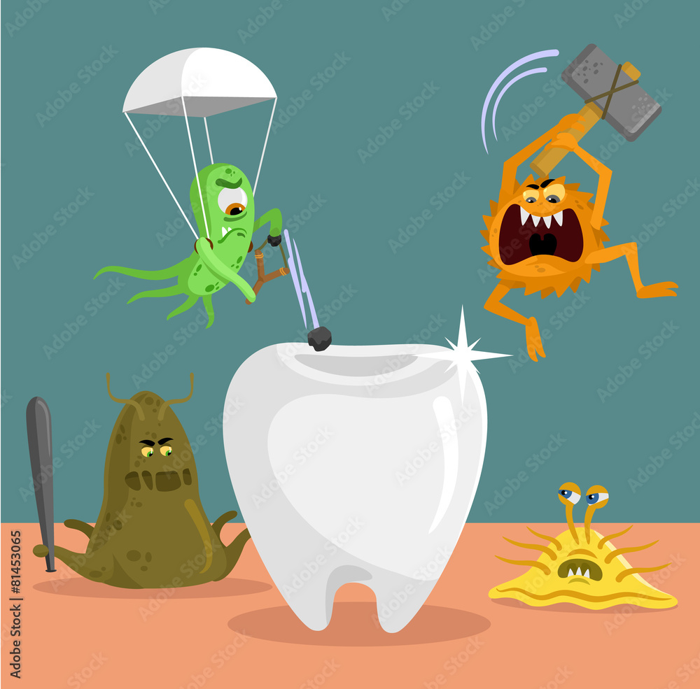Tooth and germs. Vector flat illustration Stock Vector | Adobe Stock