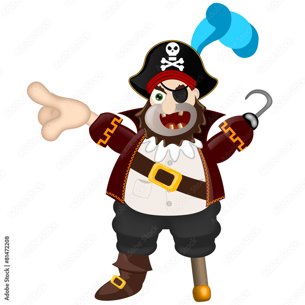 evil pirate funny cartoon illustration comic Stock Illustration | Adobe ...