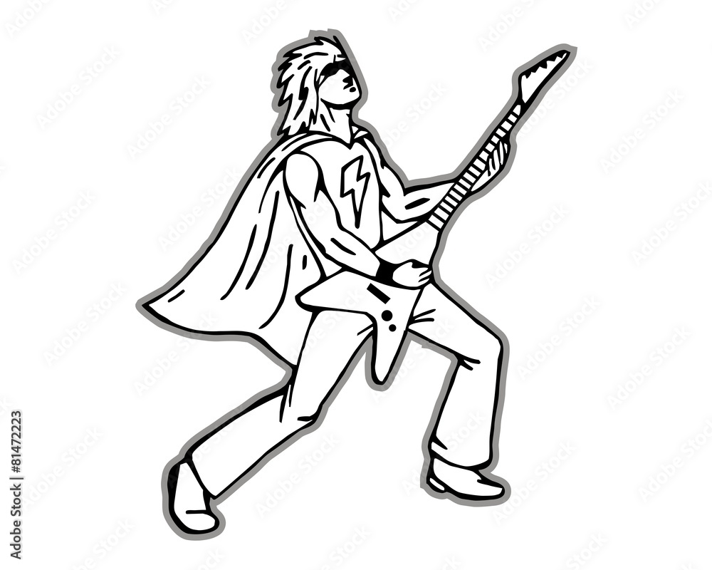 Rockstar Boy Clipart Outline