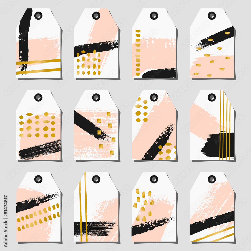 Abstract Brush Strokes Labels Collection Stock Vector | Adobe Stock
