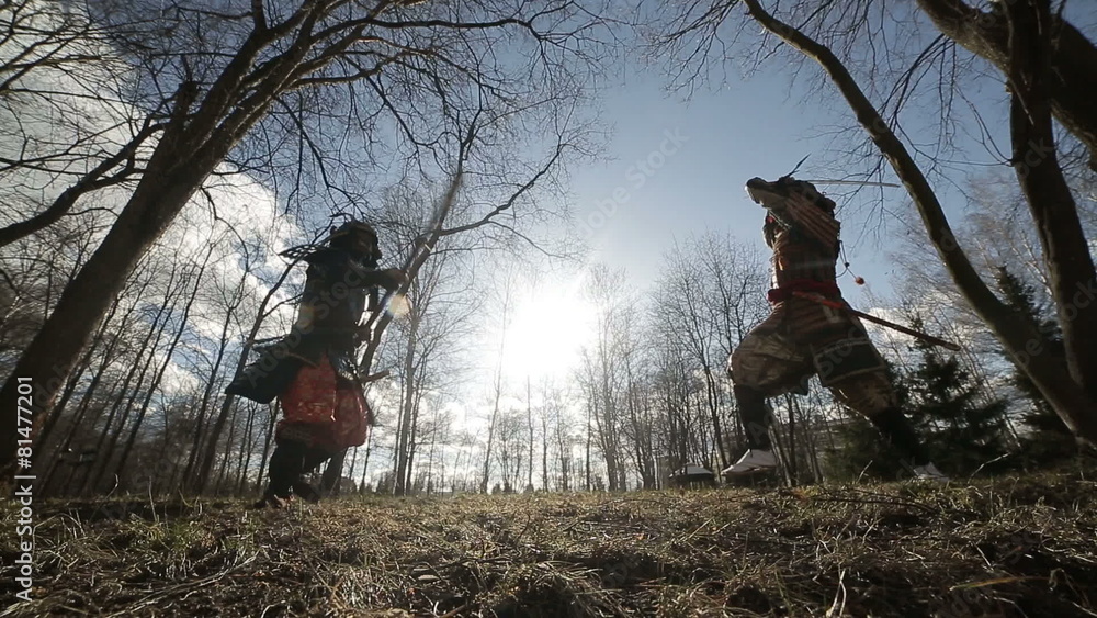a battle between two samurai in the forest Stock ビデオ | Adobe Stock