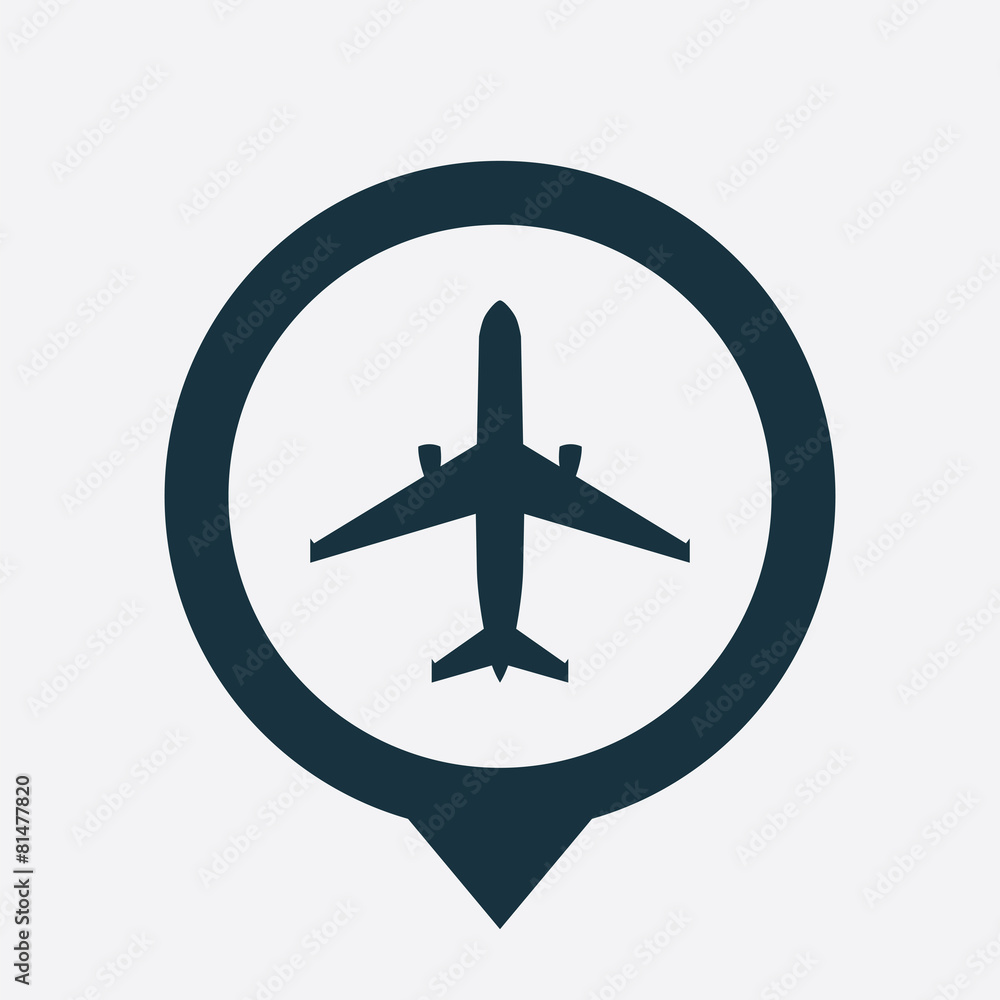airplane icon map pin Stock Vector | Adobe Stock