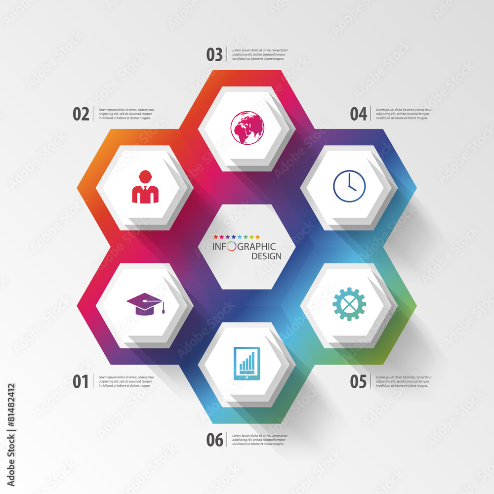 Colorful infographic with honeycomb structure. Vector Stock Vector ...