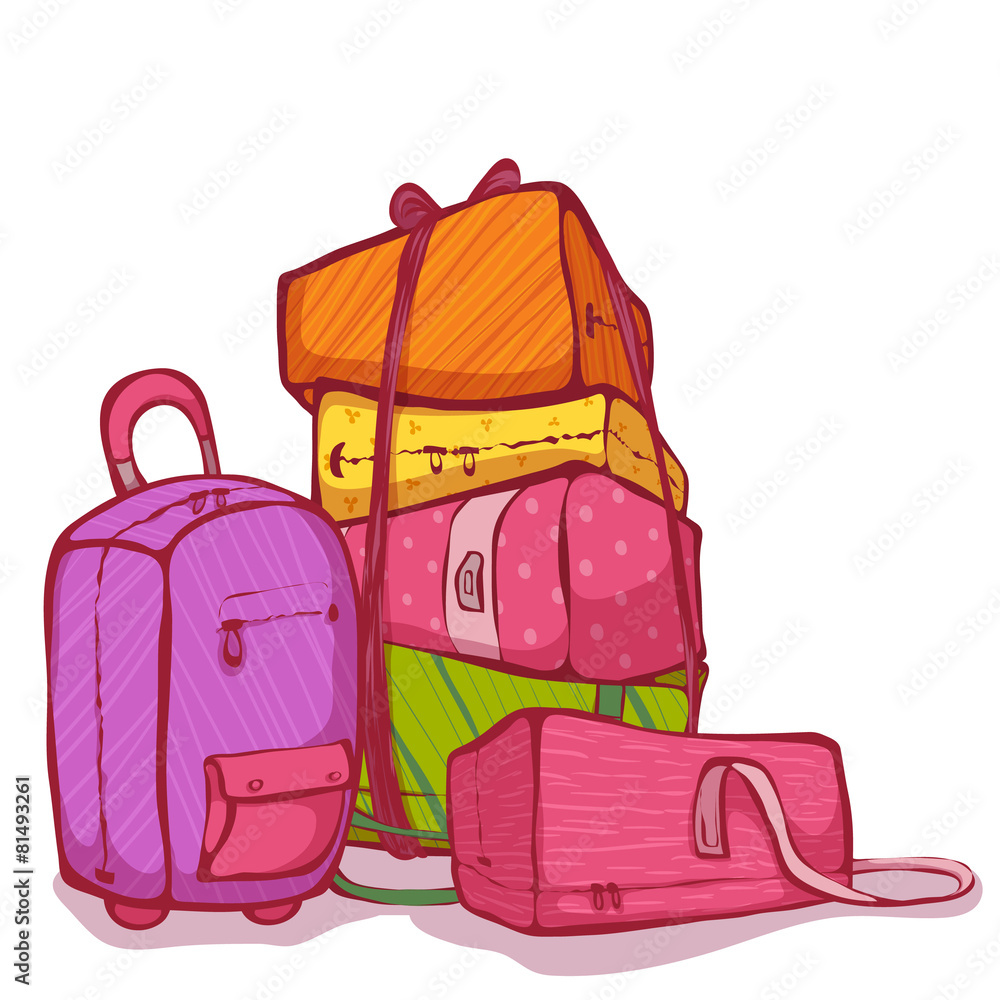 Vector cartoon illustration of color bags set Stock Vector | Adobe Stock