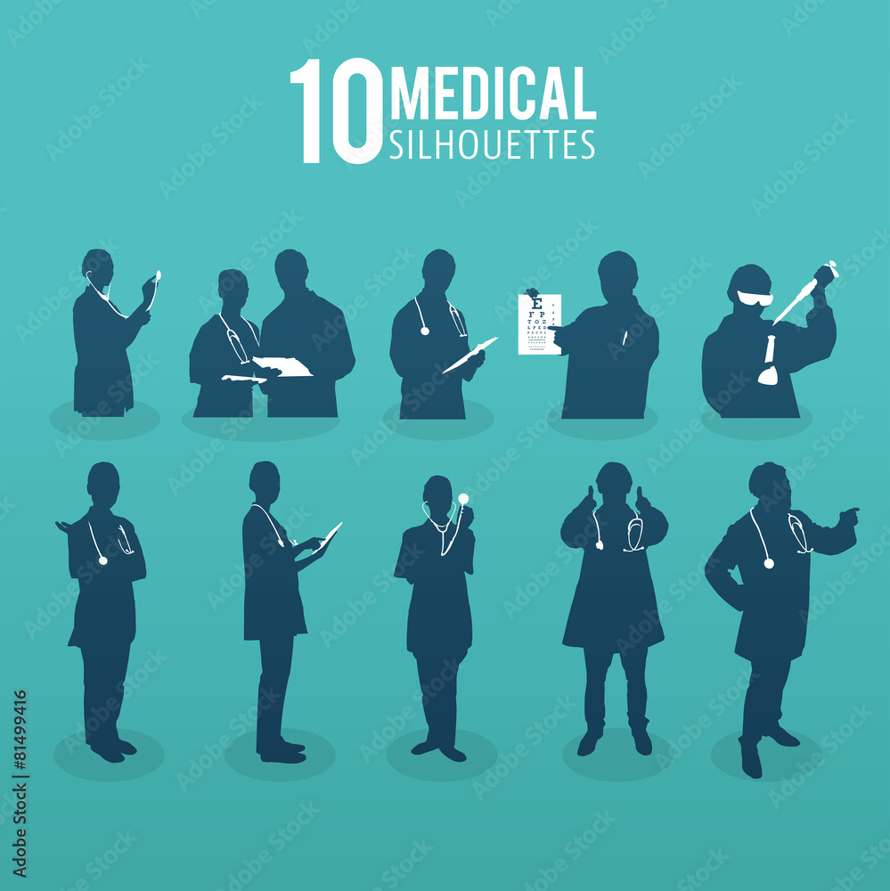 Ten medical silhouettes vector Stock Vector | Adobe Stock