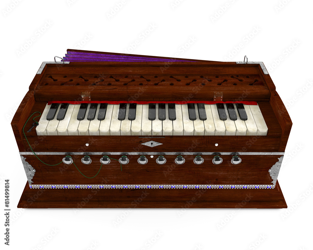 Old Indian harmonium isolated Stock Illustration | Adobe Stock