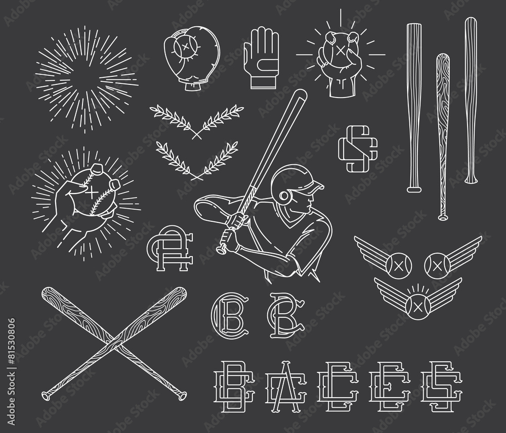 Collection of Baseball symbols Stock Vector | Adobe Stock