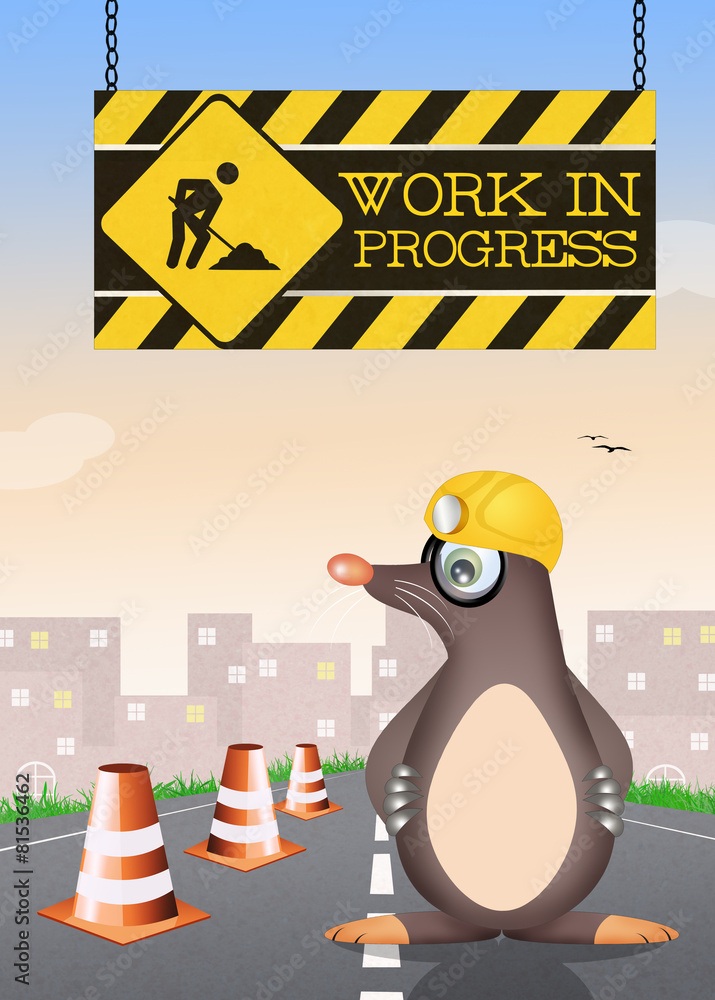 Illustrazione Stock funny illustration of work in progress | Adobe Stock