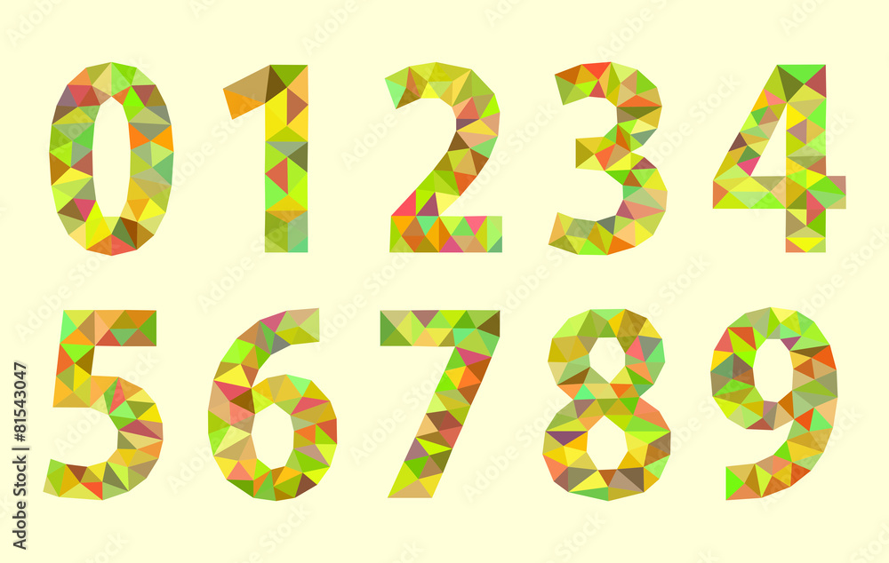 set low poly digits numbers with a green tint Stock Vector | Adobe Stock