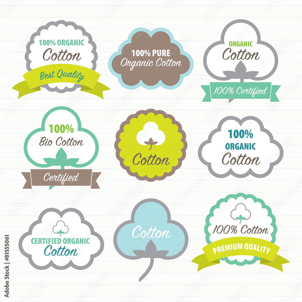 Cotton Certificates. Labels set Stock Vector | Adobe Stock