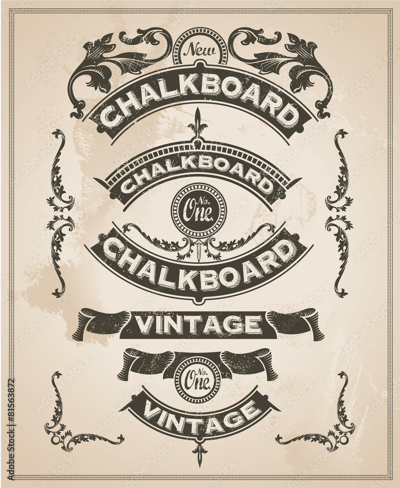 Vintage retro hand drawn banner set - vector illustration Stock Vector ...
