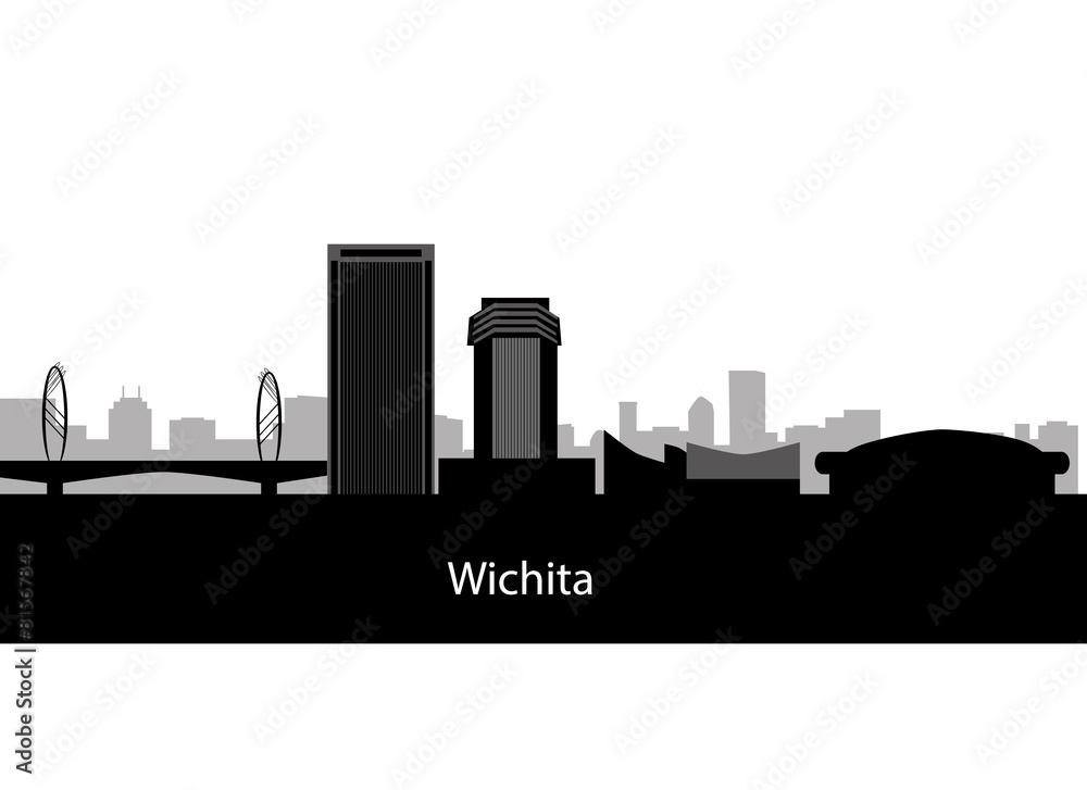 Wichita Kansas city skyline vector silhouette illustration Stock Vector ...