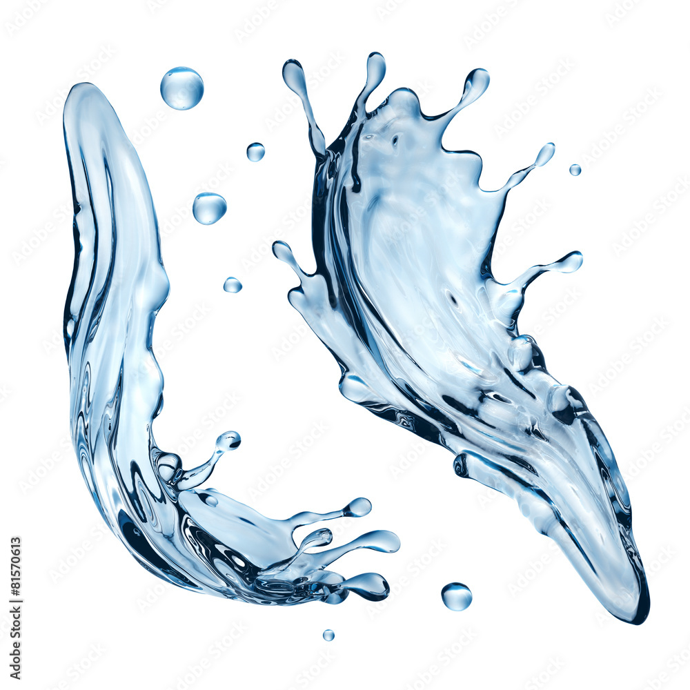 3d water splash illustration, isolated liquid design elements Stock ...