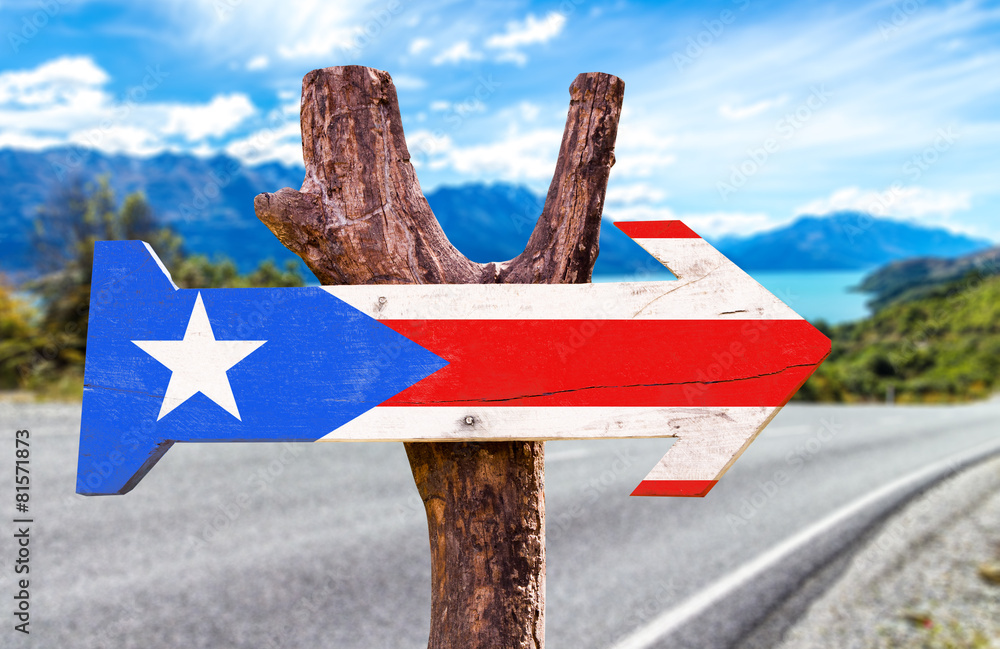 Puerto Rico Flag wooden sign with road background Stock Photo | Adobe Stock