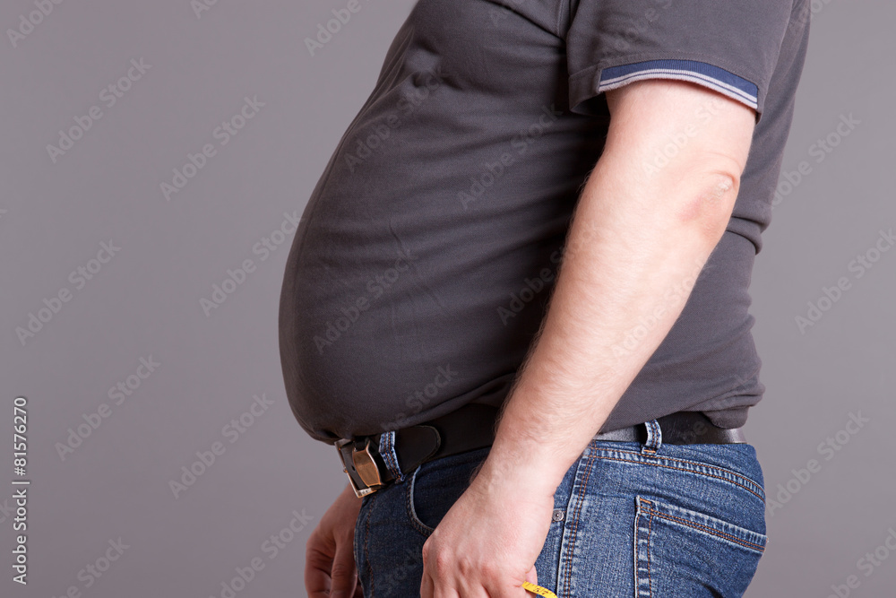 Mann mit dicken Bauch, om Seitenprofil Stock-Foto | Adobe Stock