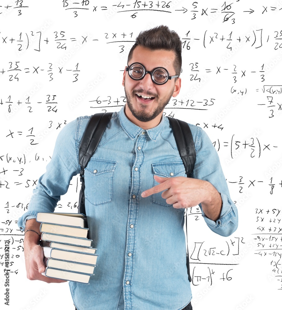 Nerd in classroom Stock-Foto | Adobe Stock